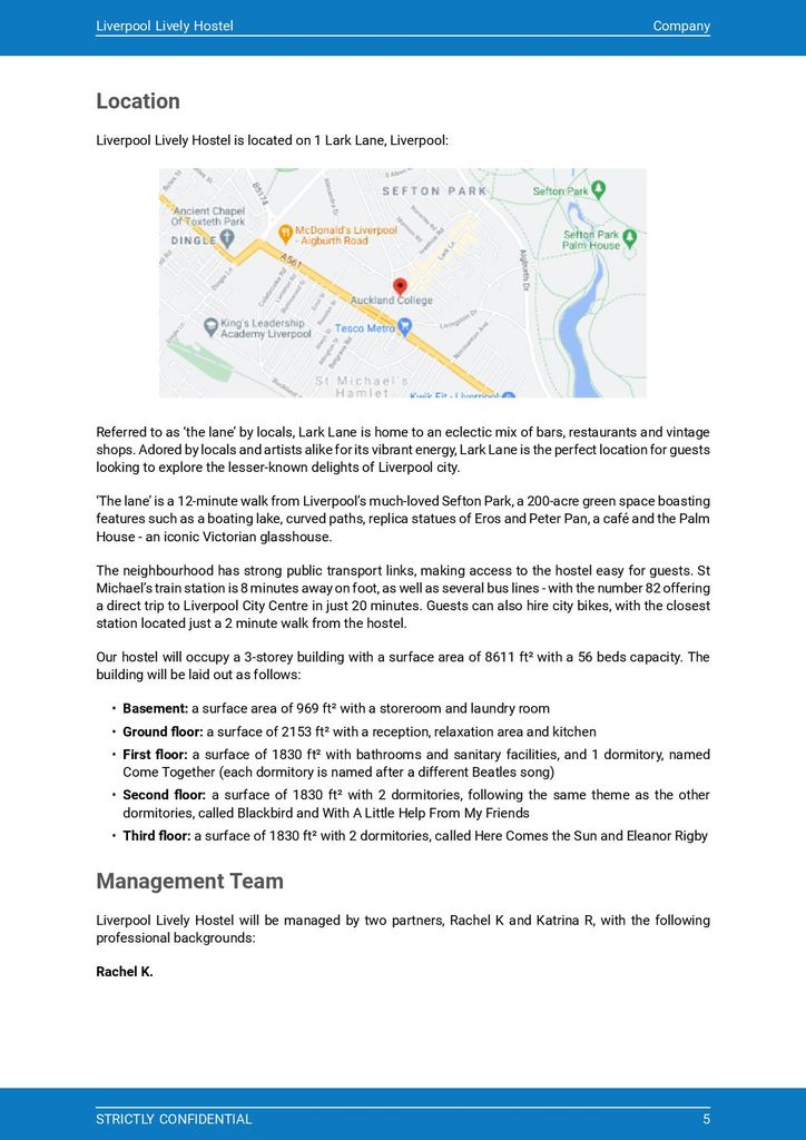 Hostel business plan template