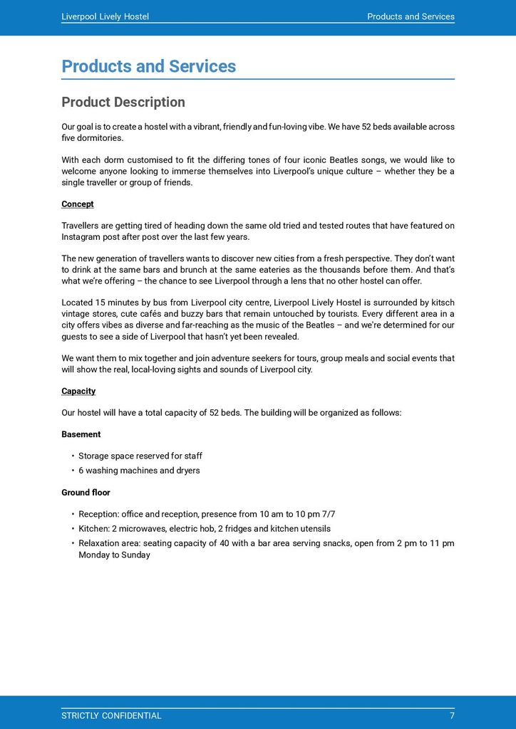 Hostel business plan template