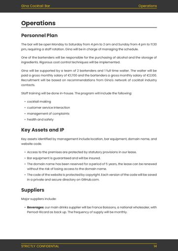 Bar business plan template