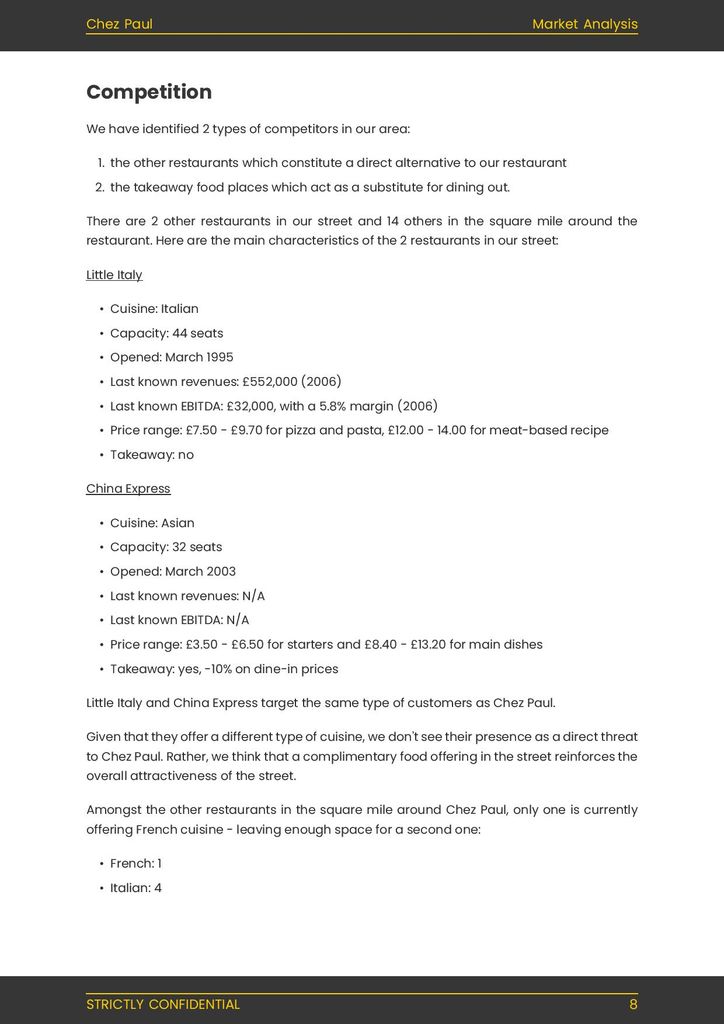 Restaurant business plan template