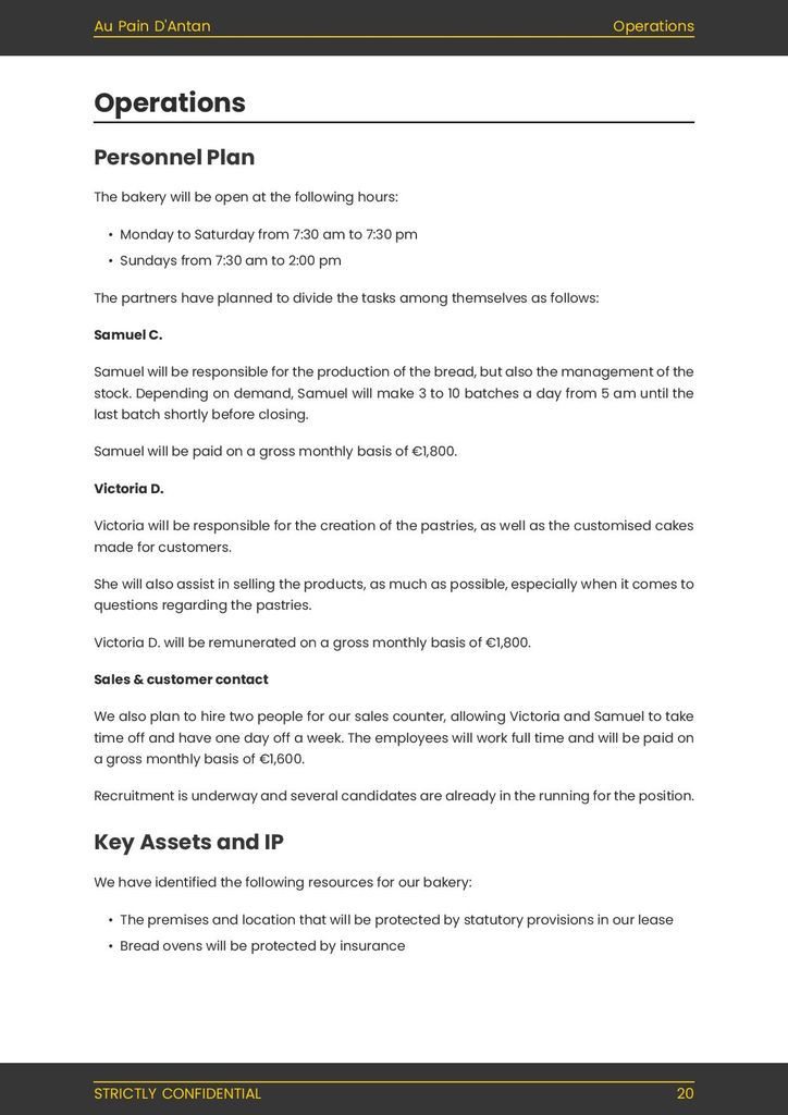 Bakery business plan template