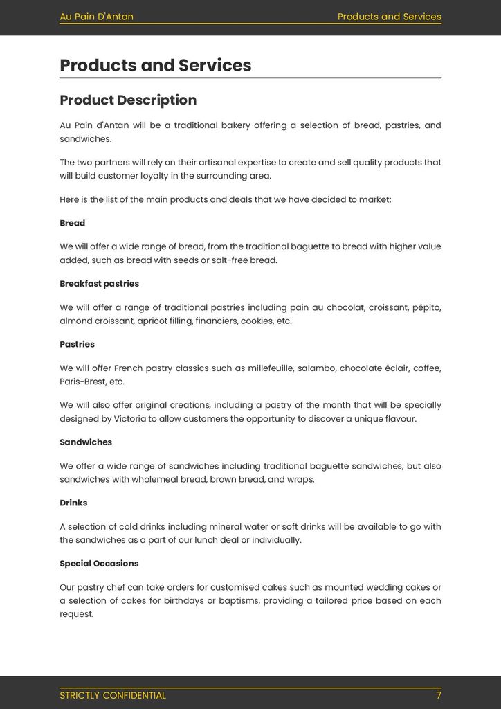 Bakery business plan template