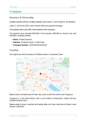 eSports bar business plan template