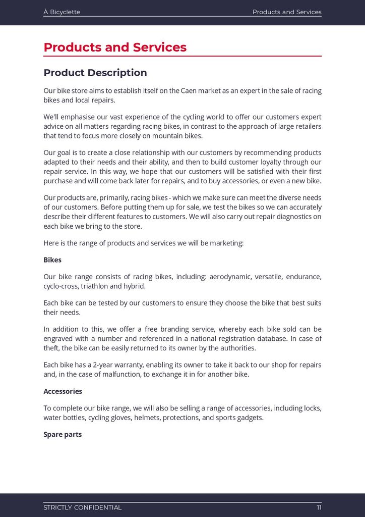 Bike shop business plan template