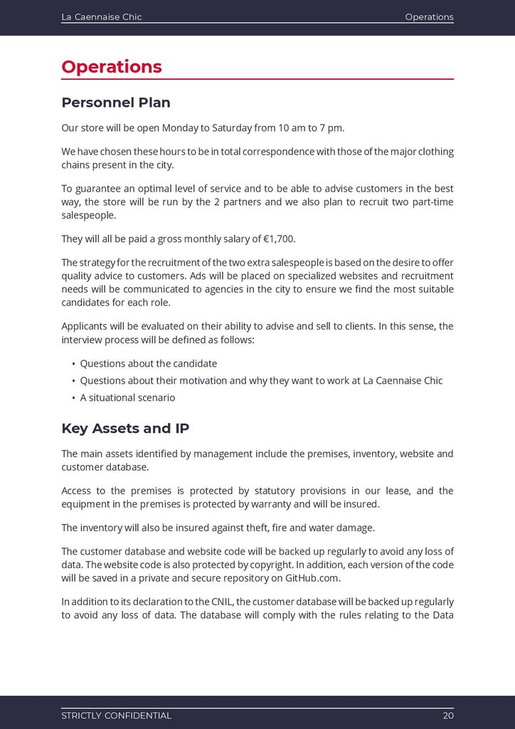 Clothes shop business plan template