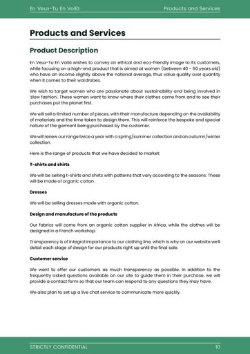 Clothing line business plan template