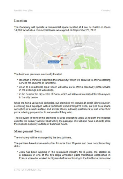 Business plan template for a pizzeria