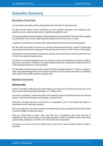 Deli business plan template