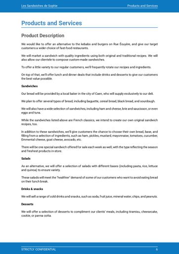 Deli business plan template