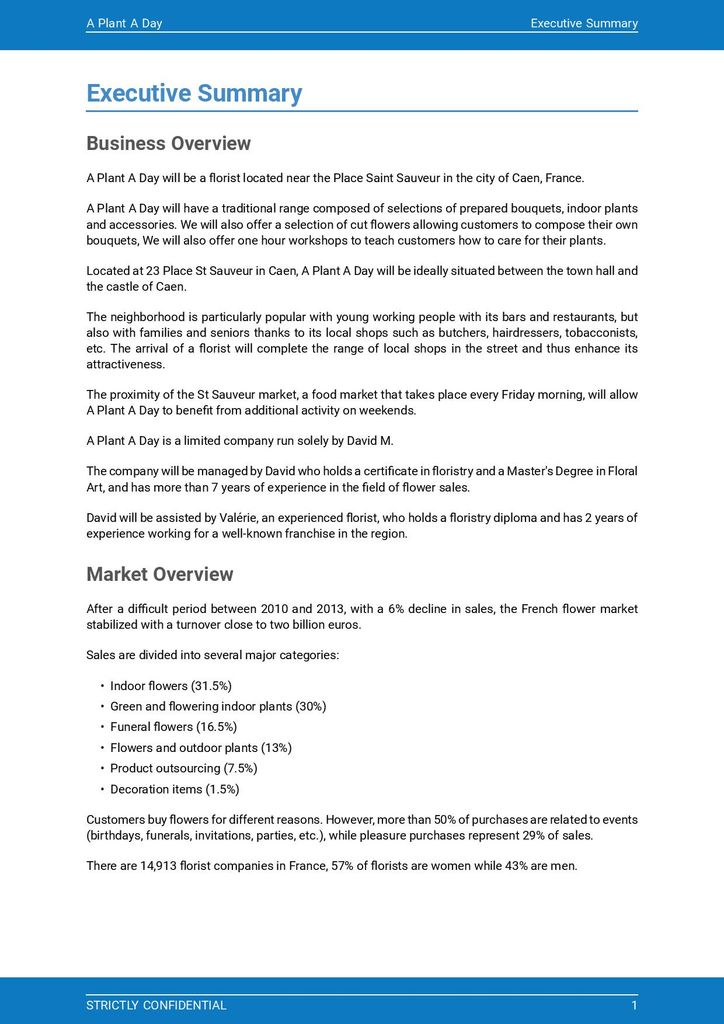 Florist business plan template