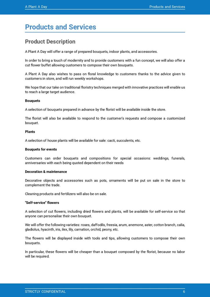 Florist business plan template