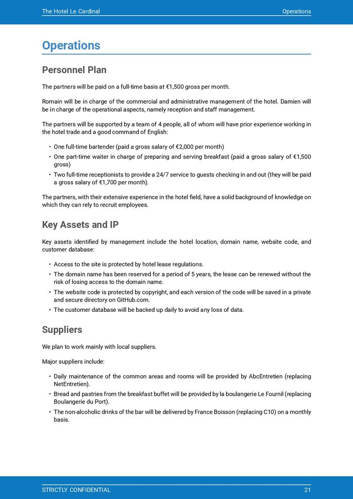 Hotel business plan template