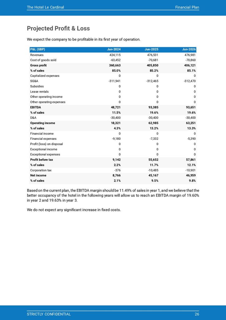 Hotel business plan template