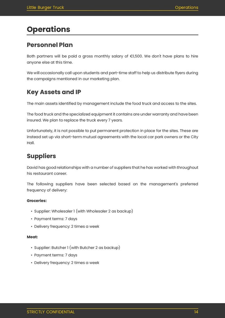 Food truck business plan template