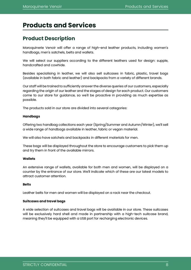 Leather goods shop business plan template