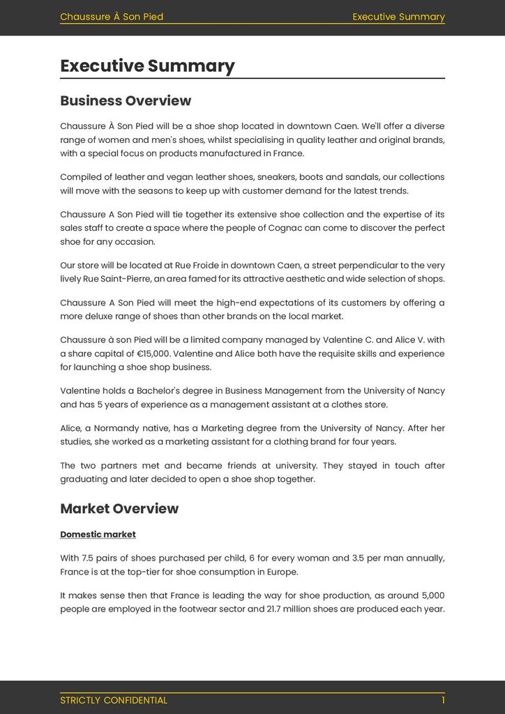 Shoe shop business plan template