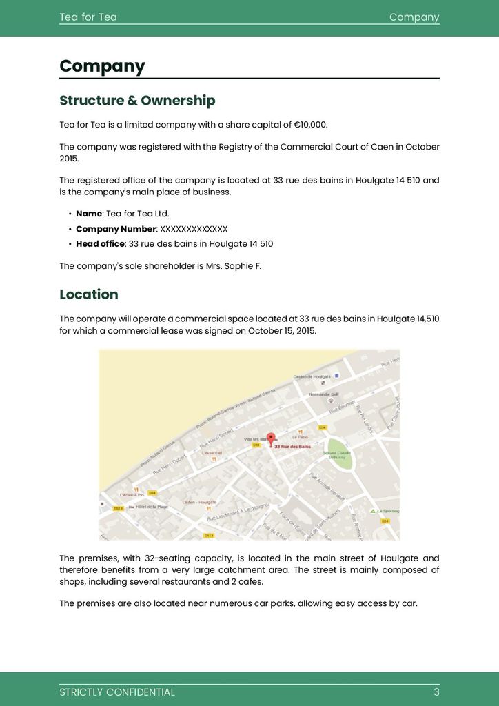 Tea room business plan template