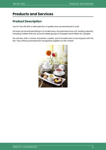 Tea room business plan template