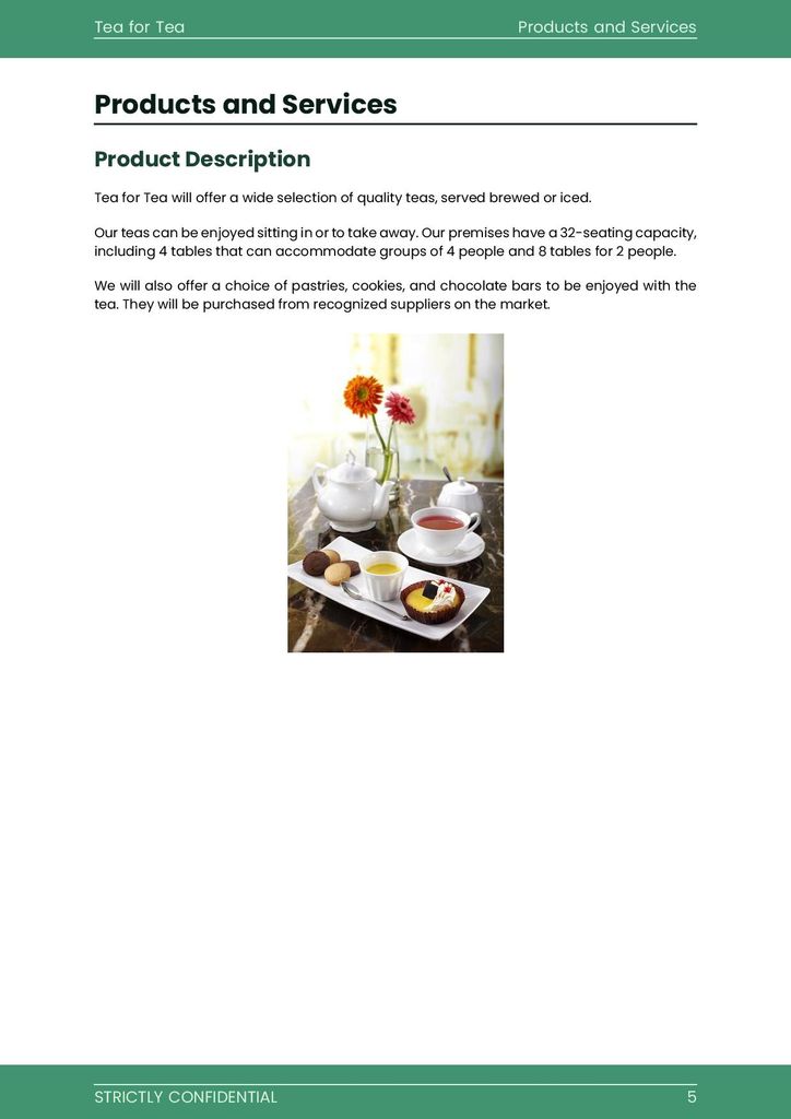Tea room business plan template