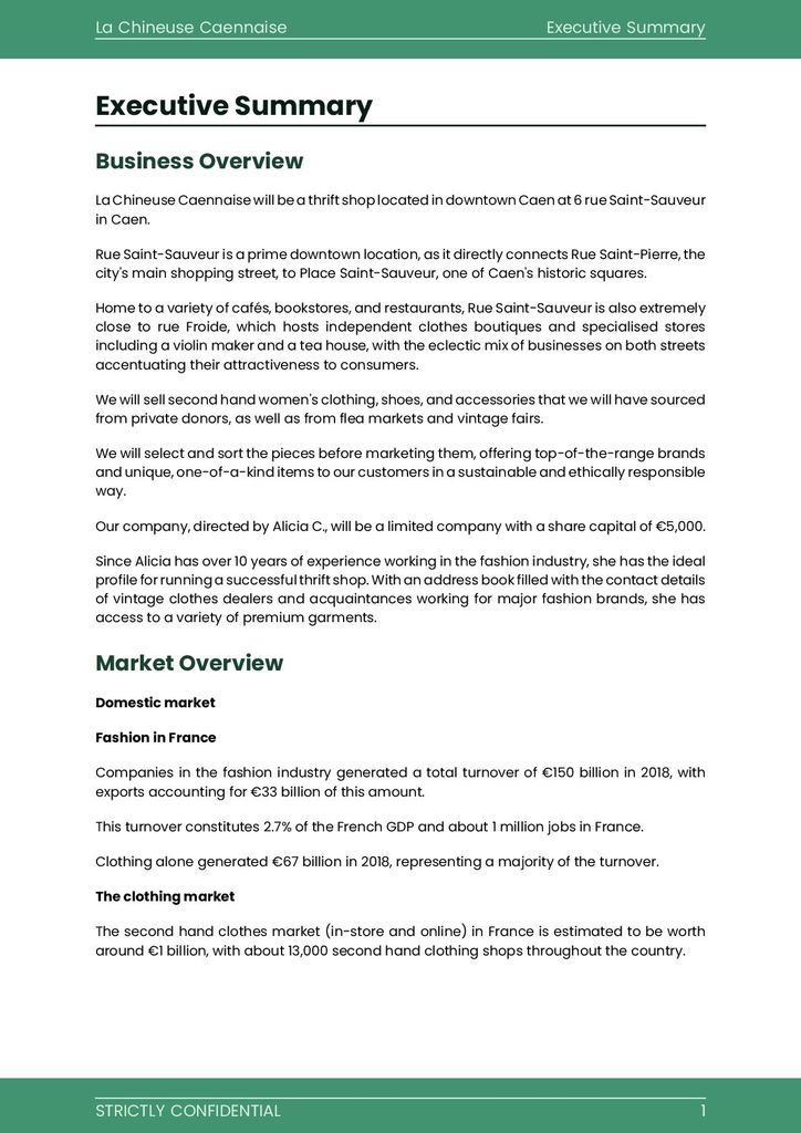 Thrift shop business plan template