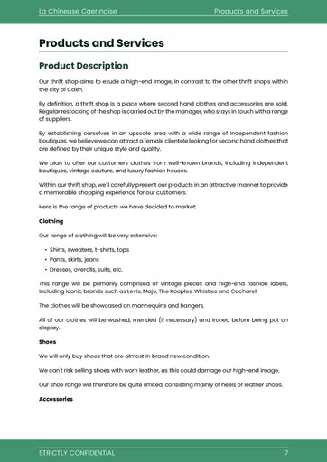 Thrift shop business plan template