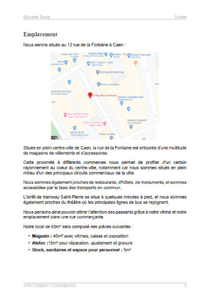 Modèle de business plan de bijouterie