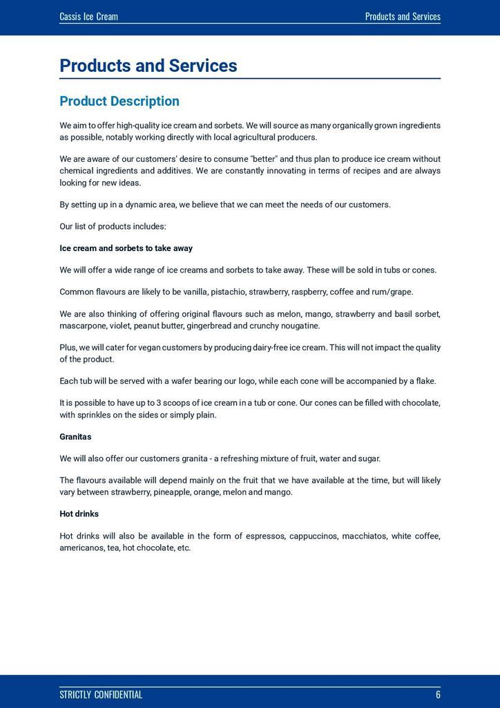 Ice cream parlour business plan template