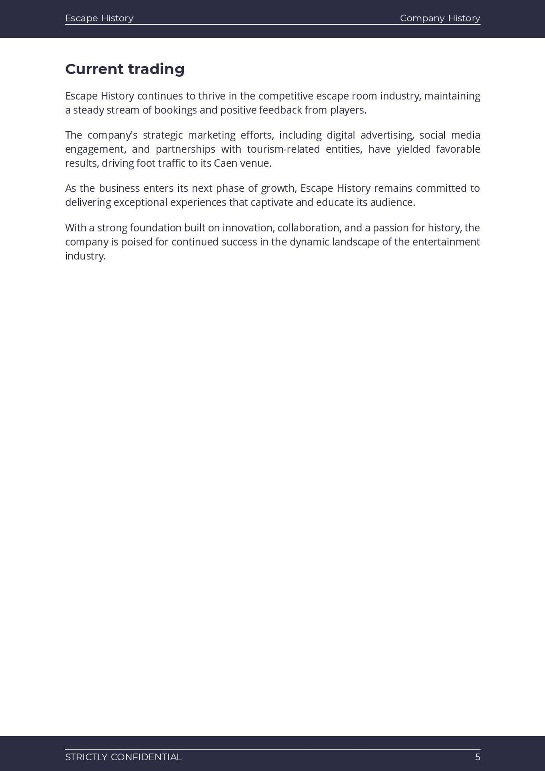 How to present your company's history in your business plan